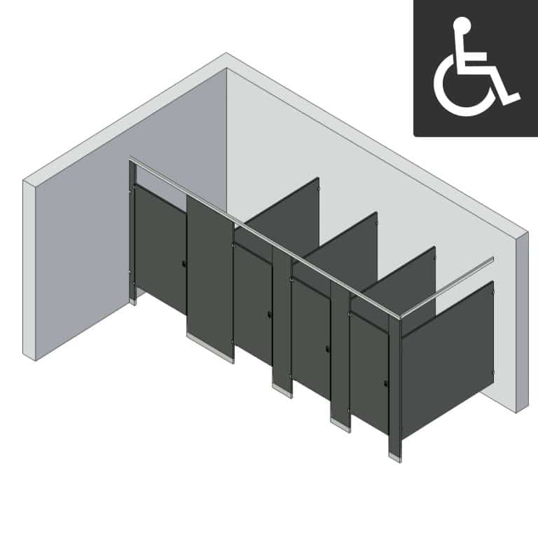 Bathroom Partitions – 4 Stalls – Left Hand In Corner ADA
