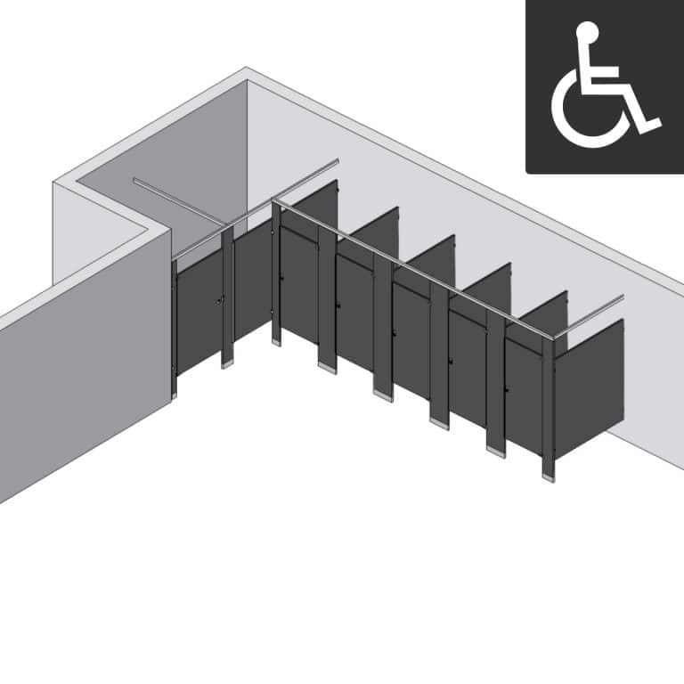 Bathroom Partitions – 6 Stalls – Left Hand Alcove ADA