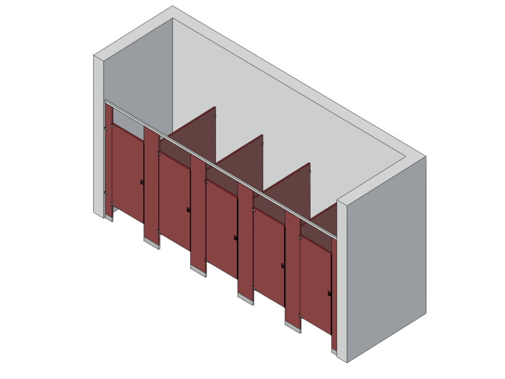 Bathroom Partitions – 5 Stalls – Left Hand Between Walls Standard